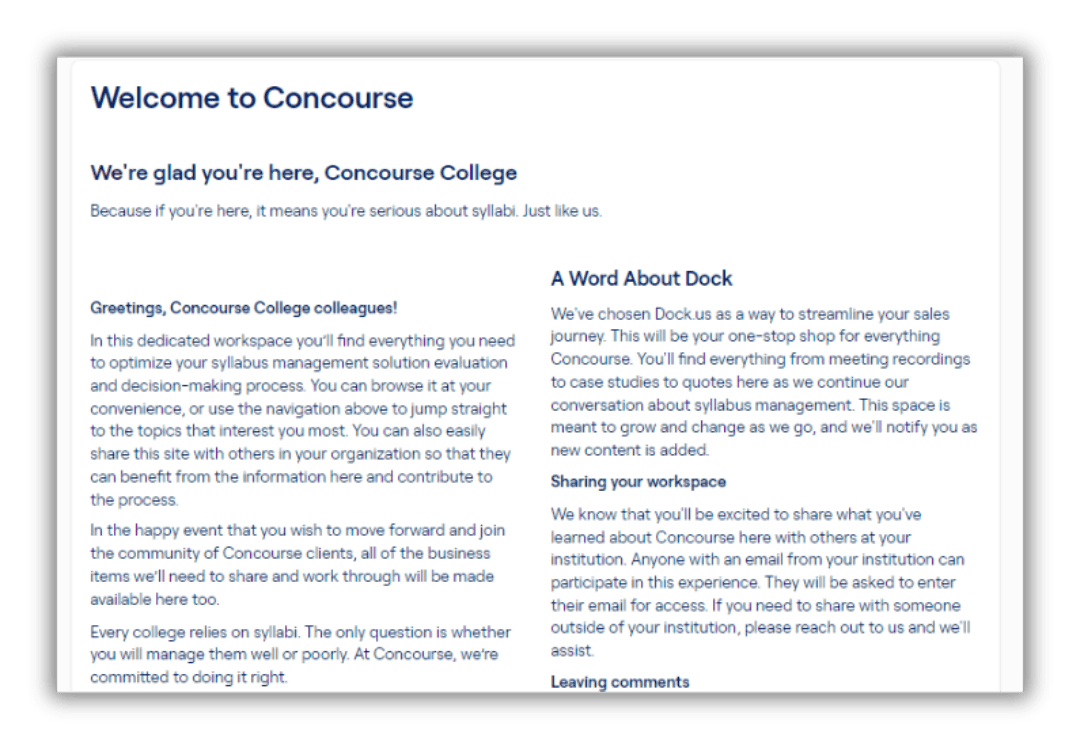Explore - Concourse Syllabus